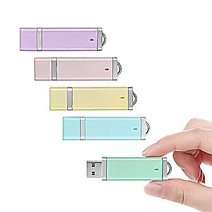 Sanfeya 5 Pack 64GB USB 2.0 Flash Drives, USB Flash Drives Memory Sticks Thumb Drives USB Sticks Pen Drives (5 Mixed Colors: Blue, Green, Pink, Purple, Yellow)