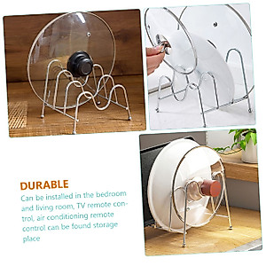 STOBAZA Dish Drainer Rack Tabletop Organizer Three Layer Pot Lid Rack Desktop Iron Wire Cutting Board Rack Mug Stand Household Pan Cover Rack