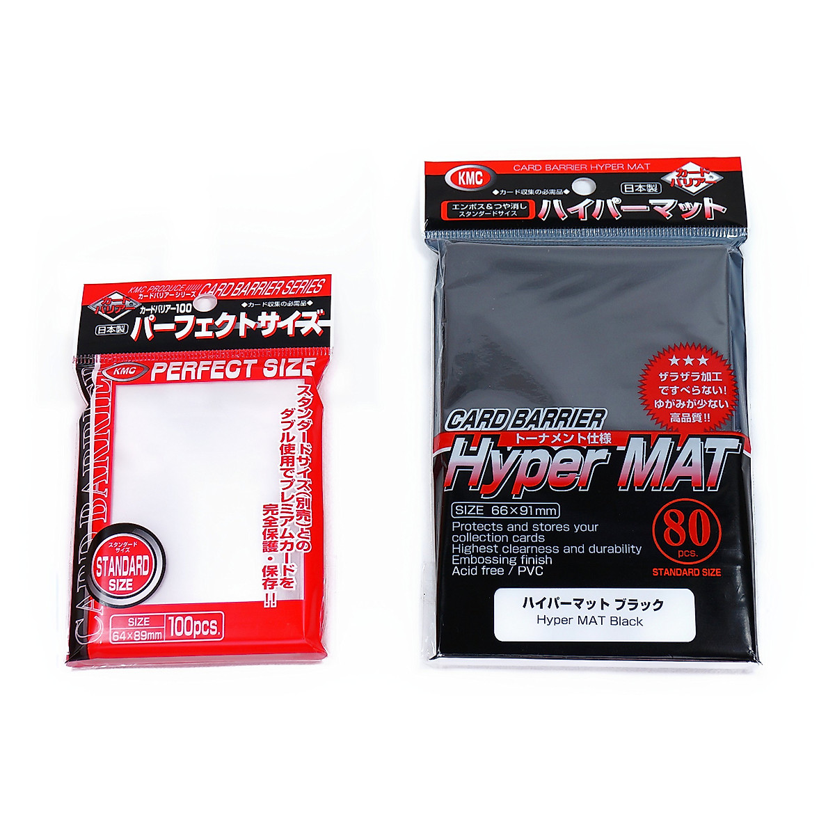 KMC Hyper Mat Sleeve Black (80-Pack) + 100 Pochettes Card Barrier Perfect Size Soft Sleeves Value Set !