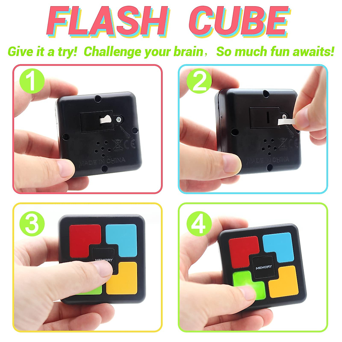 YALAOBAN Memory Game,2 Pack,Brain Games,Memory Training Puzzle Toy,Handheld Games Flashing Cube,for Kids,Teens and Adults
