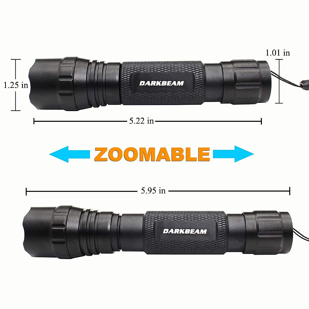 DARKBEAM Red Light Flashlight Tactical LED Rechargeable, Zoomable Portable Handheld Red-Light for Fishing Hunting Detector Astrophotography