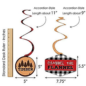 Big Dot of Happiness Lumberjack - Channel the Flannel - Buffalo Plaid Party Hanging Decor - Party Decoration Swirls - Set of 40