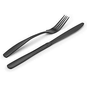 Matte Black Silverware Set, Bysta 20-Piece Stainless Steel Flatware Set, Kitchen Utensil Set Service for 4, Tableware Cutlery Set for Home and Restaurant, Satin Finish, Dishwasher Safe