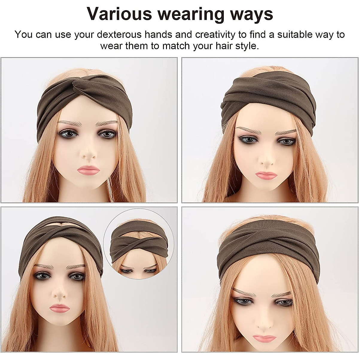 DRESHOW 8 Pack Headbands for Women Yoga Knotted Headbands Elastic Criss Cross Hair Accessories Sports Head Wrap Non Slip