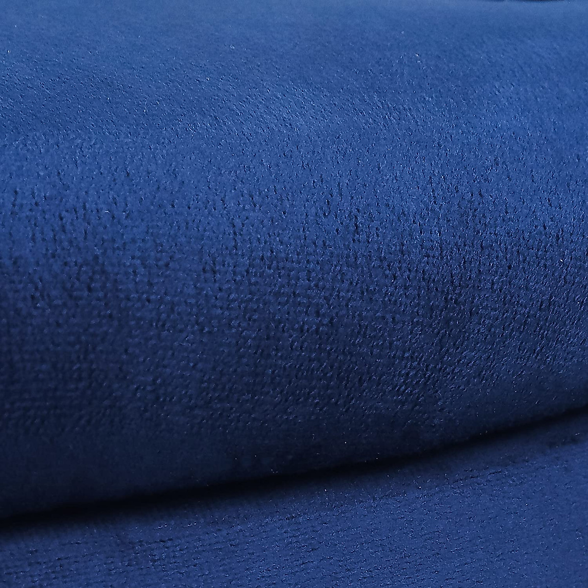 Homebeez 18.9" Round Velvet Storage Ottoman, Pre-Assembled Multi-Function Storage Vanity Stool, Button Tufted Accent Coffee Table with Golden Plate Base,Navy Blue