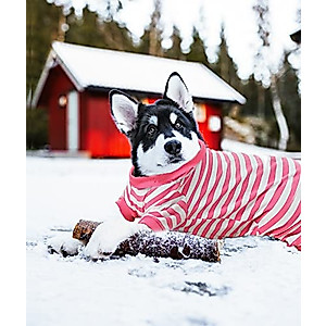 Uadonile Dog Pajamas,95% Cotton Thermal Jumpsuit,Comfortable Striped PJS,Size from XS-XXXL,for Small Large Dog Breeds,Pink,Large,L.