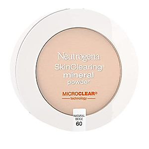 Neutrogena SkinClearing Mineral Acne-Concealing Pressed Powder Compact, Shine-Free & Oil-Absorbing Makeup with Salicylic Acid to Cover, Treat & Prevent Breakouts, Natural Beige 60,.38 oz (Pack of 2)