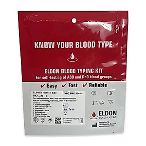 Eldoncard Blood Typing Kit, 1 Test, Know Your Blood Type, Instant Home Testing Kit, A, O, B, Rhs-D Negative and Positive Blood Types Tested
