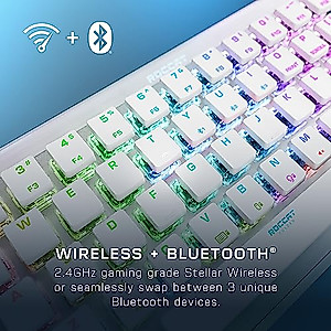ROCCAT Vulcan II Mini Air 65% Optical Mechanical Gaming Keyboard, Full Wireless and Bluetooth Capabilities, Customizable RGB Illumination, Button Duplicator, On-Board Profiles, Aluminum Plate – White