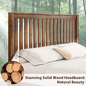 LUXOAK King Size Solid Wood Platform Bed Frame with Headboard, Mid Century Wood Bed with Solid Wood Foundation, Slat Support/No Box Spring Needed/Easy Assembly, Walnut