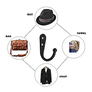 LUPANTER 10 pcs Black Coat Hooks for Hanging Hat, Towel, Key, Robe, Coats, Wall Mounted by Screws…