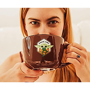 Silver Buffalo Star Wars: The Mandalorian Grogu Snack Time Ceramic Soup Mug | 24 Ounces