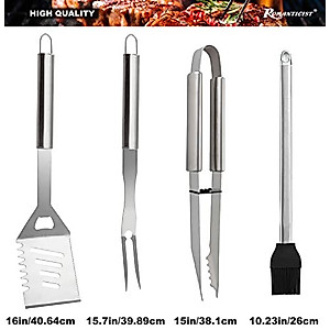 ROMANTICIST 23pc Must-Have BBQ Grill Accessories Set with Thermometer in Case - Stainless Steel Barbecue Tool Set with 2 Grill Mats for Backyard Outdoor Camping - Best Grill Gift for on Birthday