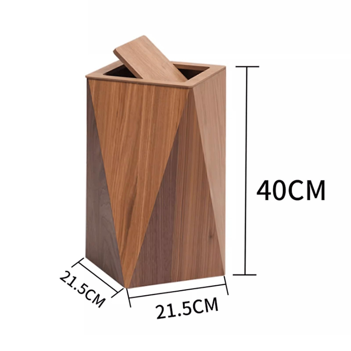 LICONG-2019 Kitchen Trash Can Wooden Garbage Cans Household Simple with Lid High-grade Living Room Waste Basket Creative Diamond-shaped Office Paper Basket Waste Basket(Logs,S)