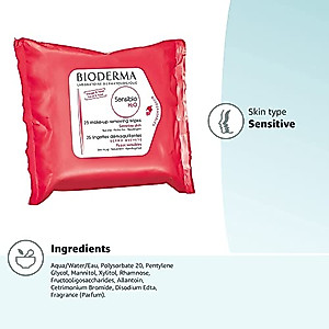 Bioderma - Sensibio H2O - Biodegradables Wipes - Cleansing and Make-Up Removing - Skin Soothing - for Sensitive Skin - 25 Wipes
