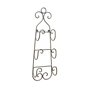 Laredo Import Wrought Iron Wall Towel Rack/Wine Rack-28.5 Inches Tall x 8.5 Inches Wide. Steel Gray Color, Holds Three.