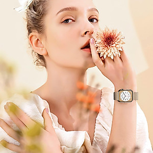 MYAPULUA Magnetic Loop Band for Apple Watch Series 9/ultra 2/SE 2nd/8/ultra/7/SE/6/5/4/3/2/1, 38mm-49mm, Stainless Steel, Mesh Loop, 4 Pack