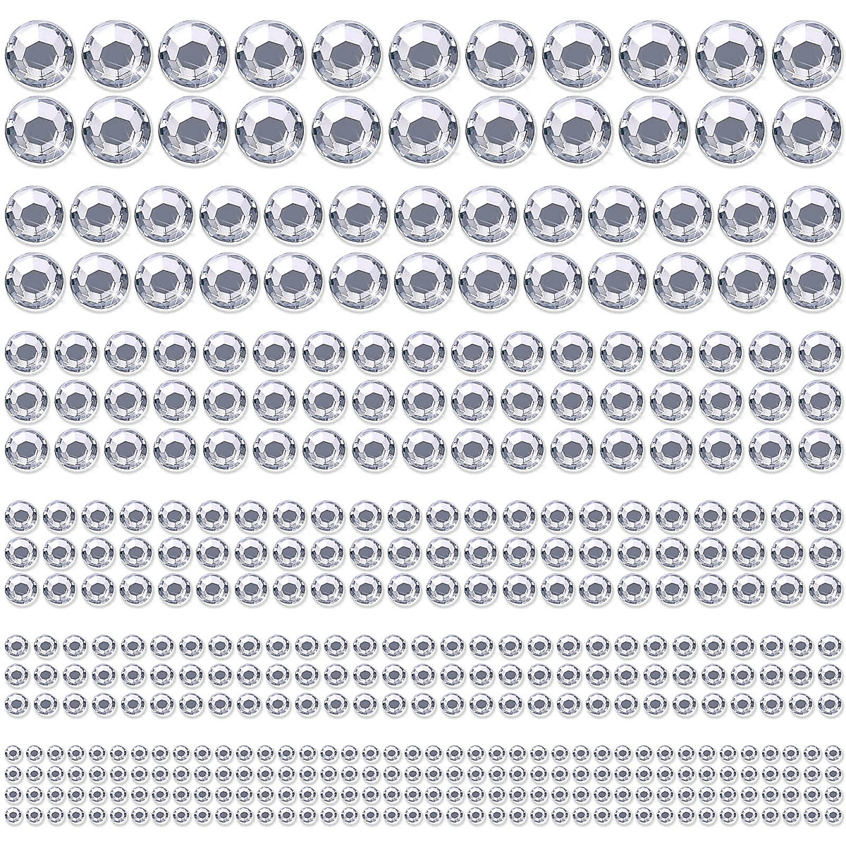 1980Pcs Self Adhesive Rhinestones Stickers, Shynek Stick on Rhinestone Gems face Jewels for Hair, Face, Makeup, Crafts, 6 Sizes