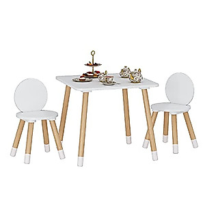UTEX Kids Table with 2 Chairs Set for Toddlers, Boys, Girls, 3 Piece Kiddy Table and Chairs Set, White