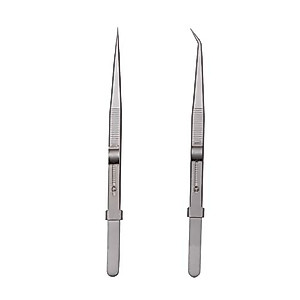 Tweezers, Precision Tweezers Set, Anti-Static Stainless Steel Curved of Tweezers, for Electronics, Laboratory Work, Jewelry-Making, Craft, Soldering, Etc（2 PCS）