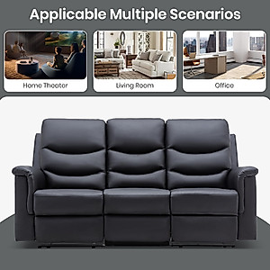 Consofa Reclining Sofa, Recliner Sofa 3 Seater with Flipped Middle Backrest,Cup Holder, Wall Hugger Sofa Recliners, Manual Reclining Couch for Living Room, RV Home Theater Seating