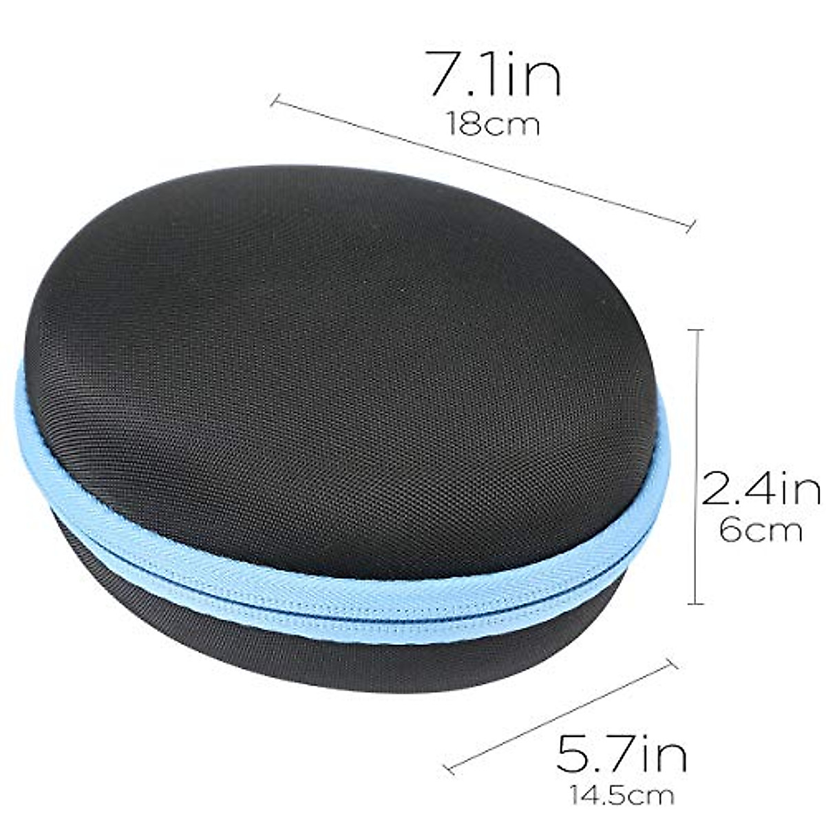 co2CREA Hard Travel Case Replacement for Matte Finish Premium Rechargeable Wireless Bluetooth Over Ear Headphones Foldable Headset (Black Case + Blue Zipper)