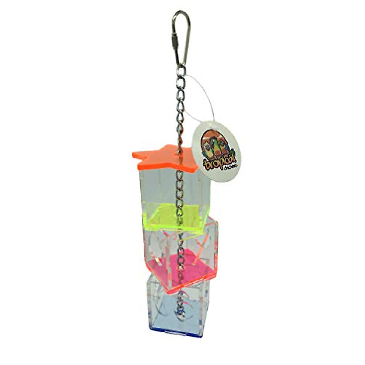 Tropical Chickens Parrot Bird Boredom Buster Forage Box Creative Hanging Treat Foraging Toy Conure Cockatiel for Small Bird Enrichment Transparent Acrylic Food Holder