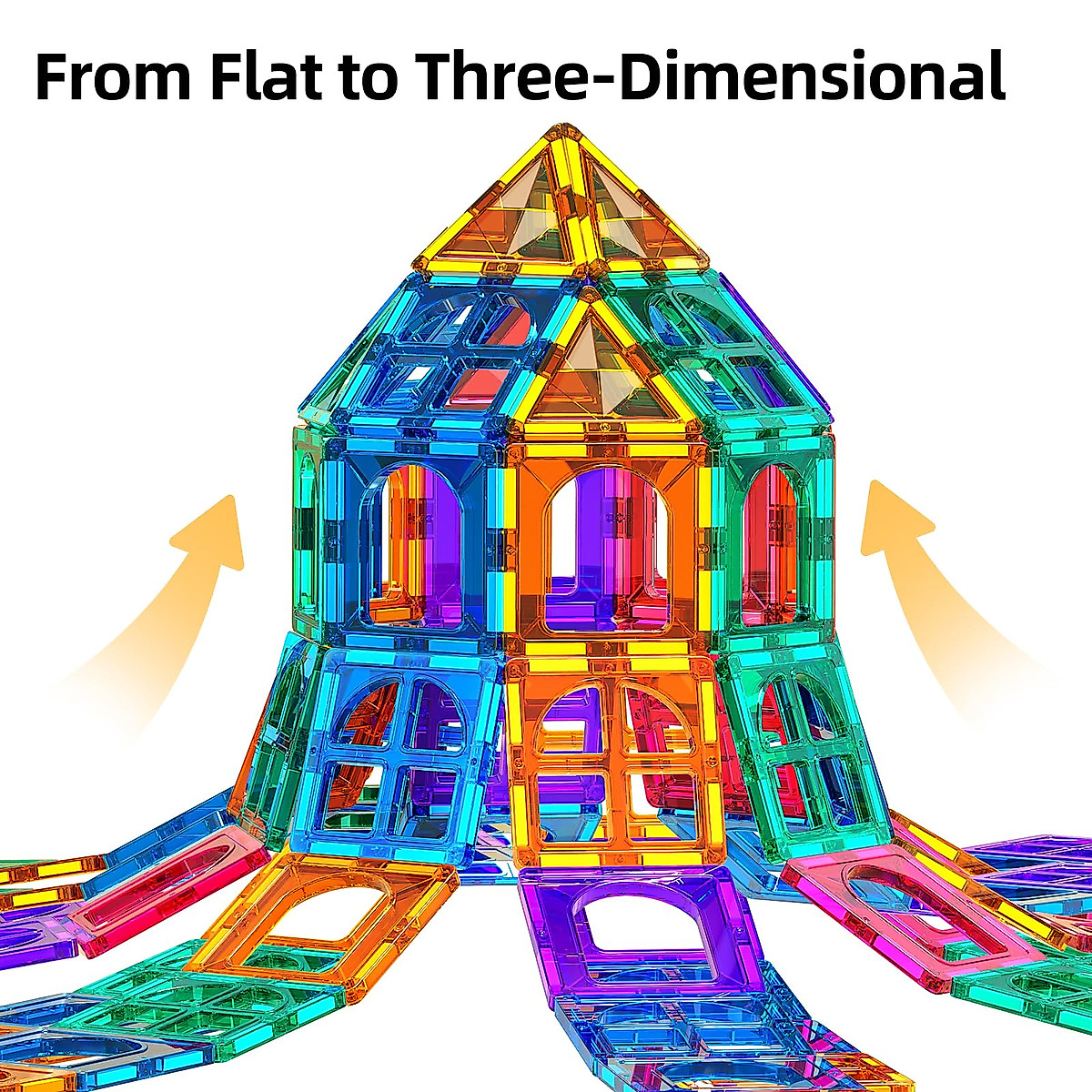 TEMI Magnet Tiles, Magnet Building Toy, Magnets Building Set, Learning and Education Toys Christmas Toy Gift for Ages 3 4 5 6 7 8+ Year Old Toddler Kids Boys and Girls (Magnet Tiles-80pcs)