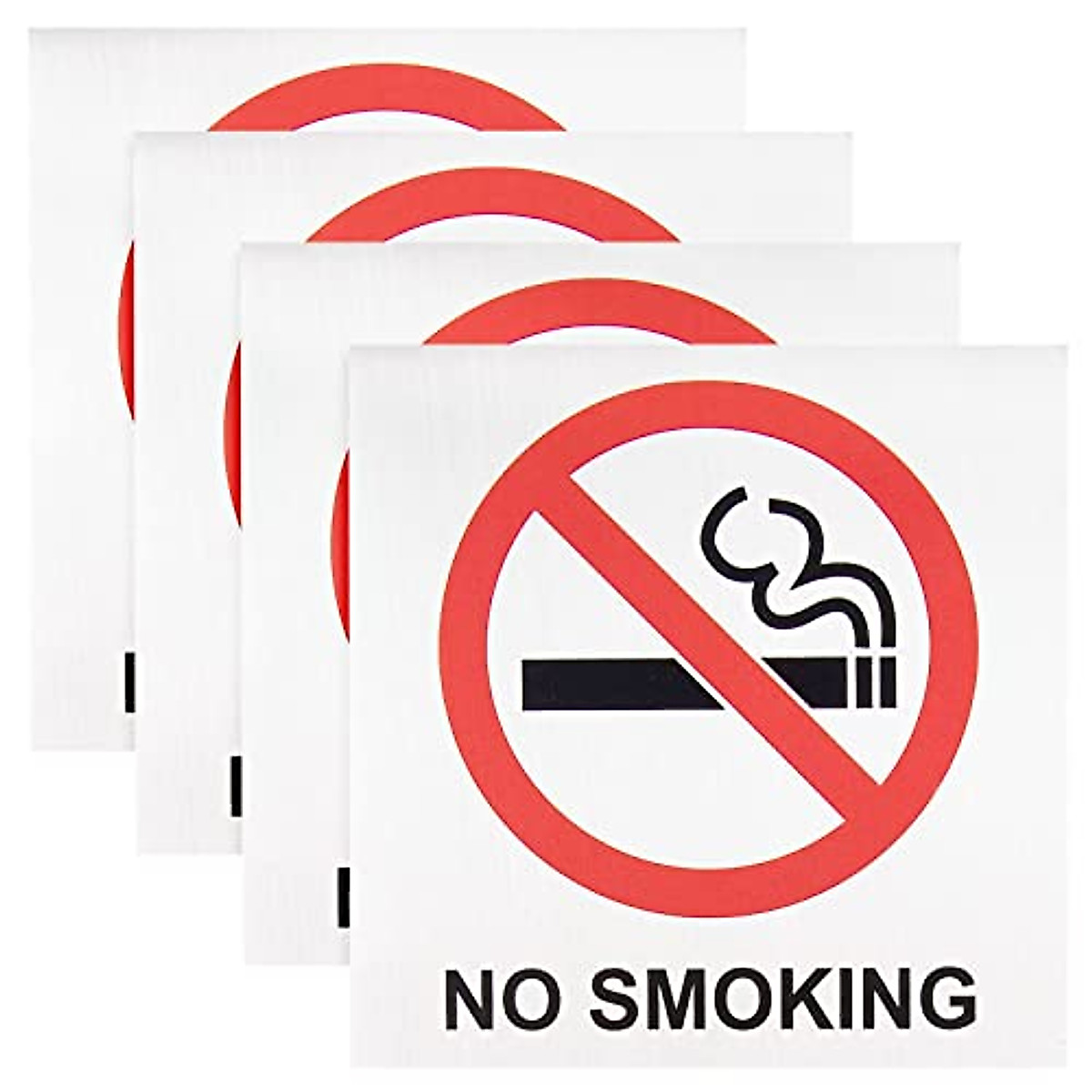 4 Pack No Smoking Signs for Businesses, Aluminum Metal Sticker for Restaurants, Public Spaces, Self-Adhesive (5.5 x 5.5 In)
