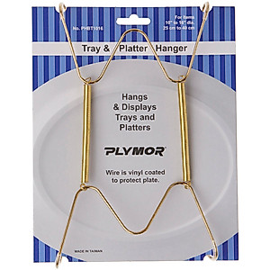 Plymor Gold Finish Wall Mountable Tray and Platter Hanger, 8.25" H x 4.75" W x 0.875" D (For Trays or Platters 10" - 16")