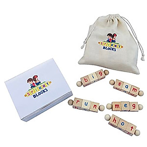 Montessori Alphabet Beginning Reader Letter Blocks, Phonics Games and Toys for Kindergarten Age Boys and Girls, Best Montessori Toys for 3 4 5 and 6 Year Olds. CVC Builders Make Learning Fun!