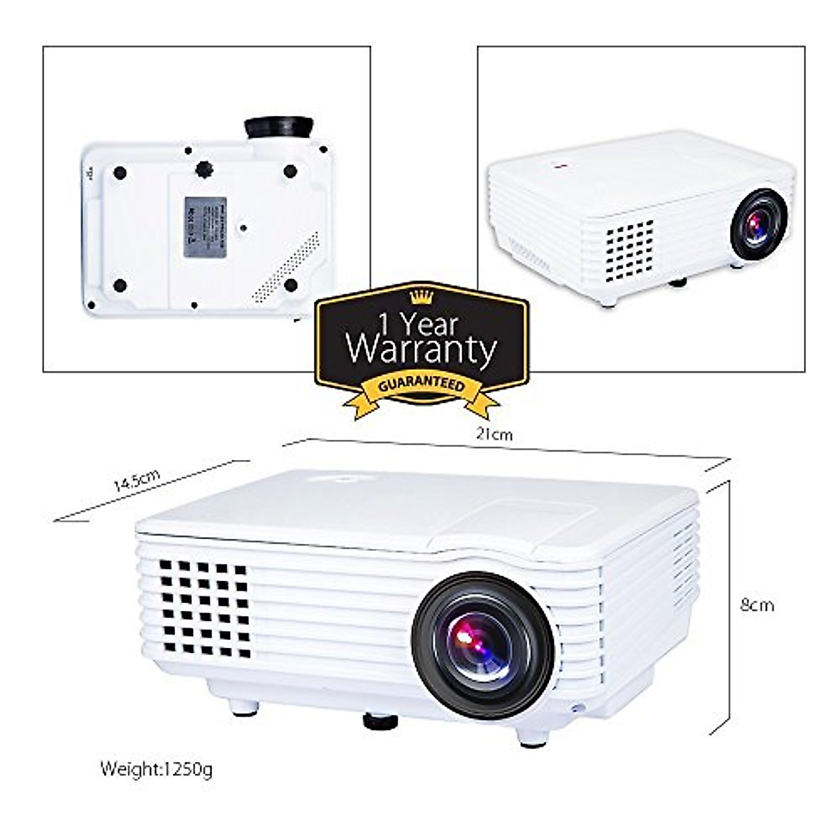 H1 LED LCD (WVGA) Mini Video Projector - International Version (No Warranty) - DIY Series - White (FP8048H1W-IV6)