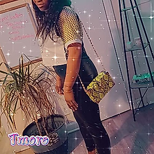 Tmore Womens Snakeskin Clutch Purses Handbag Ladies PU Leather Evening Crossbody Purse Shoulder Bags with Chain