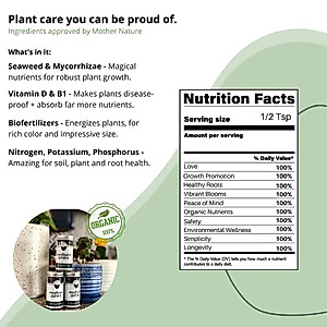 Chemical-Free Organic Indoor Plant Food + Fertilizer | Concentrated Blend, Best for Houseplants Like Succulent, Herb & Fiddle Leaf | Makes 13 Gallons