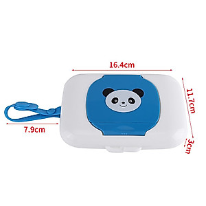 Wet Wipes Storage Box, Outdoor Travel Stroller Wet Wipes Dispenser Refillable Container Carrying Holder for Home Outdoor Travel(White + Blue)