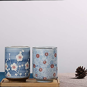 Sunddo Japanese Ceramic Tea Cups 11 oz Blossom Teacups Tea Gifts Set of 4