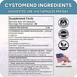 CystoMend Bladder & Pelvic Discomfort Formula (High Potency) - Supports Less Flares & Urgency* - Premium Supplement for Bladder & Urinary Health - USA Manufactured & Third-Party Tested - 180 Capsules