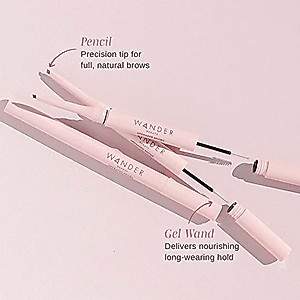 Wander Beauty Upgraded Brow Pencil & Eye Brow Gel Duo - Taupe - 2 in 1 Eye Brow Makeup With Castor Oil, Peptides, and Panthenol - Two-Sided Brow Filler, Definer, & Lifter for Fuller Brows - 0.05 fl oz