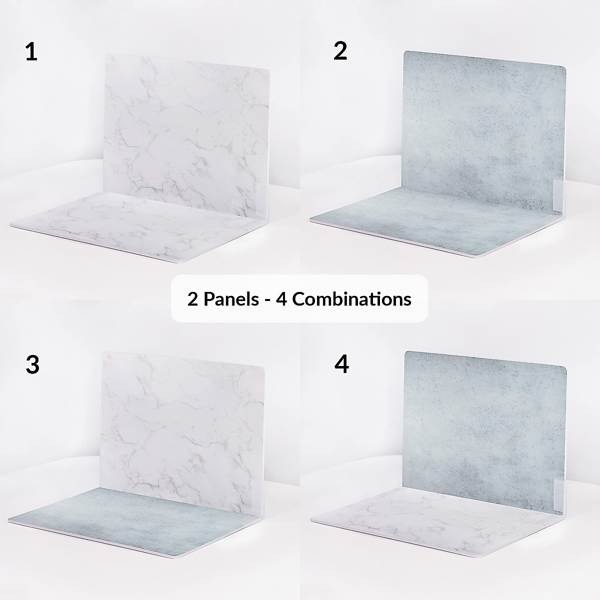 2 Pack Photo Backdrop Board | Realistic Photography Background | Food Photography Background | Replica Surfaces | Product Photography Backdrops | Marble & Cement | Flat Lay Background | Small