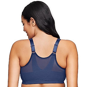 Glamorise Full Figure Plus Size MagicLift Front-Closure Posture Back Bra Wirefree #1265 Blue 40K