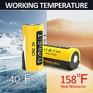 Dimbeit CR2 3V Lithium Battery 1000mAh, 3 Volt Range Finder Battery, Long Lasting Power, 6 Pack High Performance cr2 Battery with 10 Years Shelf Life for Rangefinder, Flashlight, Alarm Systems, Mini55