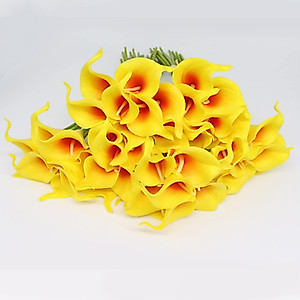 SHSYCER 18pcs Artificial Calla Lily Silk Flowers Home Garden Hotel Party Event Christmas Wedding Gift Decoration Artificial Flowers Calla Lily,Red in Yellow