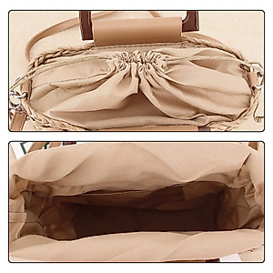 Monanoat Handwoven Straw Basket Bag with Top Handle Summer Beach Rattan Crossbody Bag Tote Handbag for Women