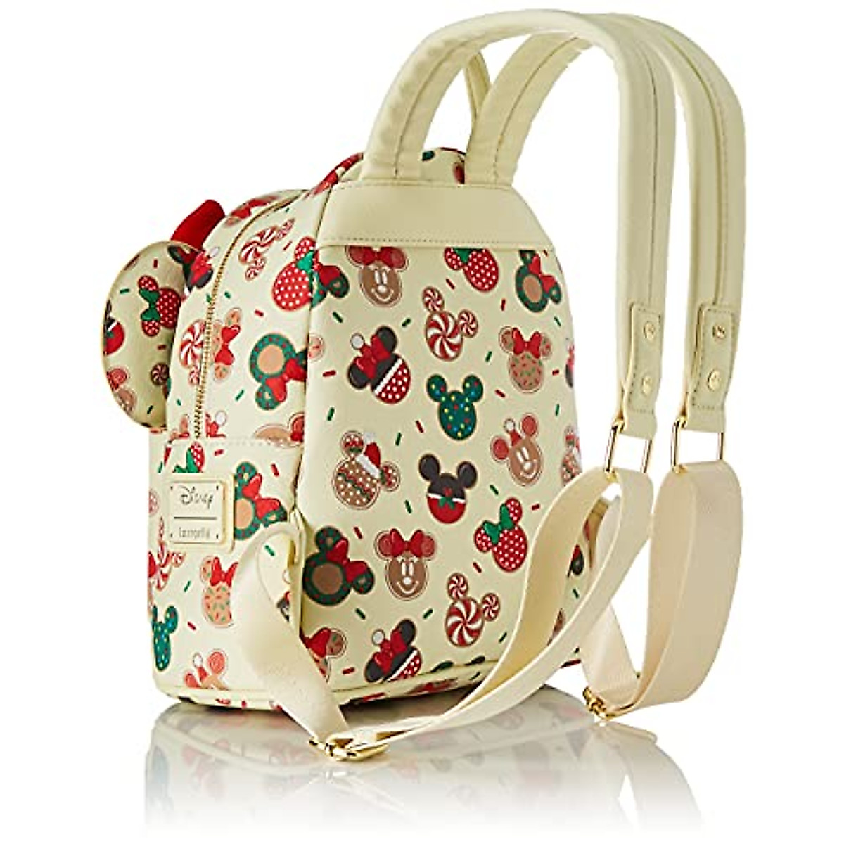 Loungefly Disney Christmas Mickey and Minnie Cookie Headband and Double Strap Shoulder Bag Gift Set, White, Standard