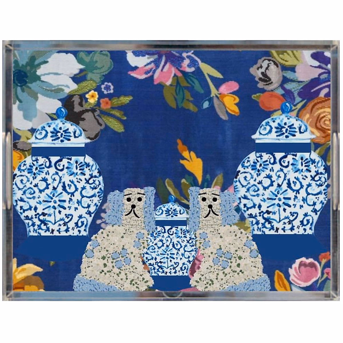 Acrylic Serving Tray ; Staffordshire Dogs Acrylic Serving Tray ; Ginger Jars Jar Acrylic Vanity Tray ; Decorative Trays for the Kithen and Bathroom