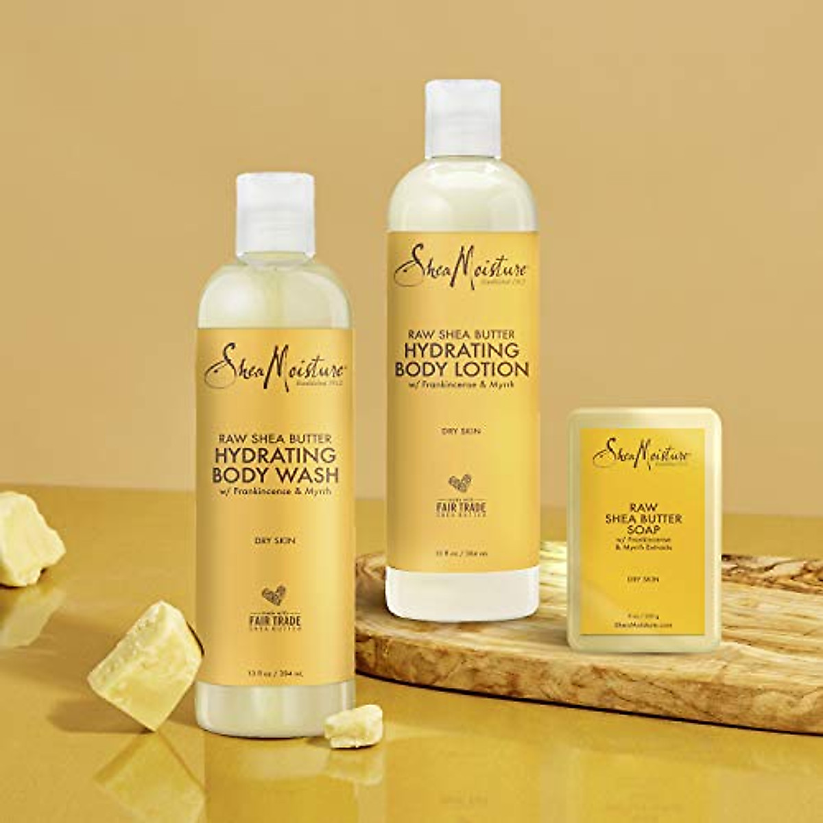 SheaMoisture Hydrating Bath and Body Kit Skin Care Products for Dry Skin Raw Shea Butter Hydrating Pack of 3