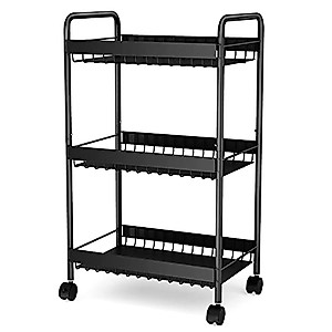 3 Tier Metal Rolling Cart, Storage Cart on Wheels, Kitchen Cart, Bathroom Cart