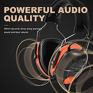 Bluetooth Hearing Protection FM/AM Radio Headphones, MUFFPRO 32dB Noise Cancelling Earmuffs Bluetooth Ear Protection, Safety Earmuff Work Headphones for Mowing Shooting Construction, ANSI CE Certified