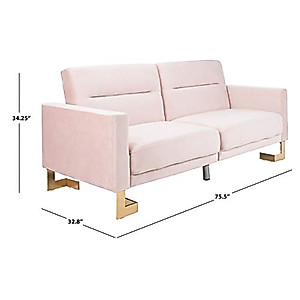 Safavieh Home Tribeca Glam Blush Velvet and Brass Foldable Sofa Bed