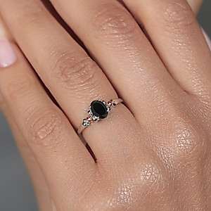 Gem Stone King 925 Silver and 10K Rose Gold Oval Gemstone Birthstone Engagement Ring | Oval 7X5MM | Wedding Engagement Anniversary Solitaire Promise Ring For Women